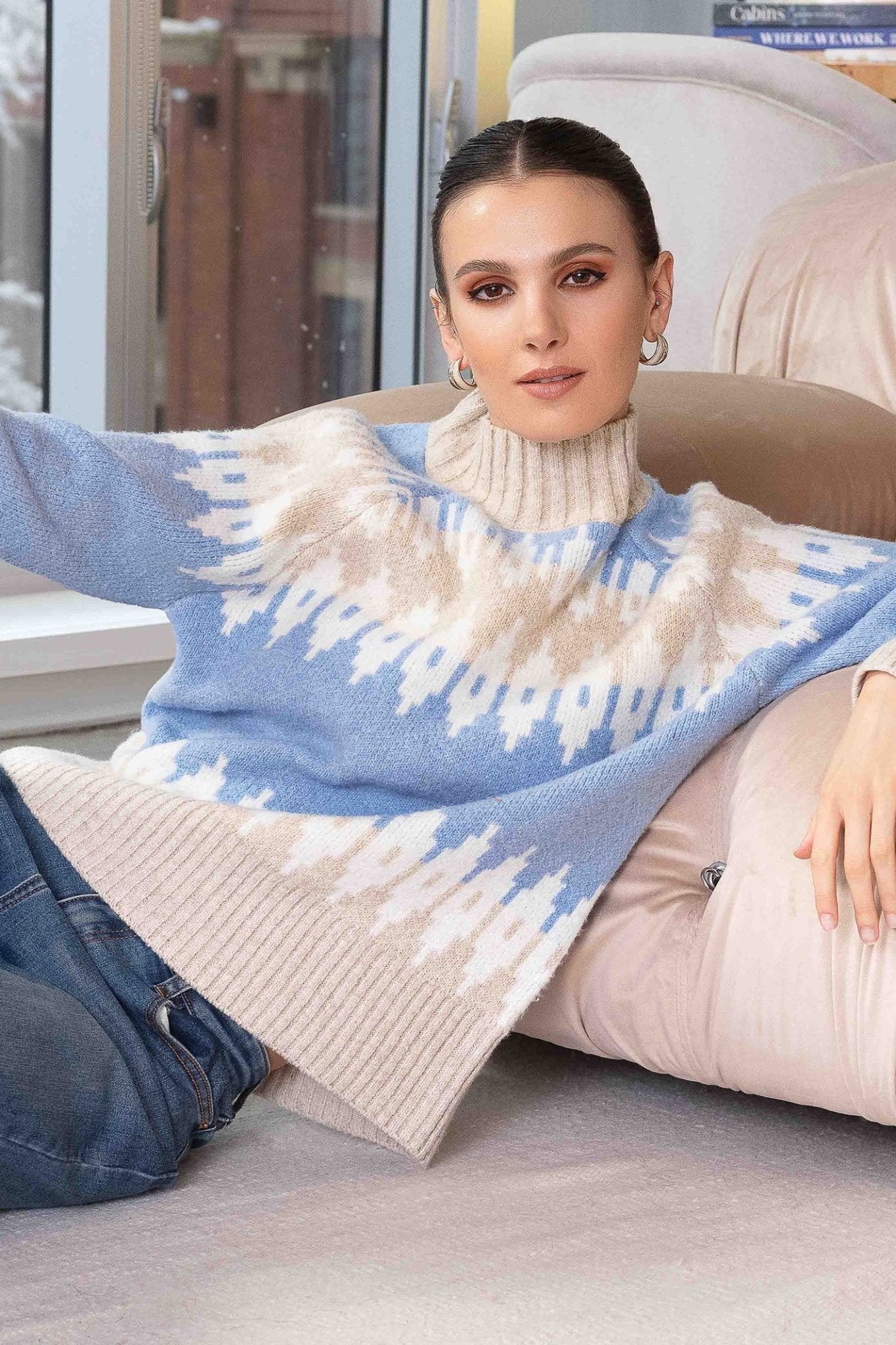 Alison Sheri A44346 Funnel Neck Fair Isle Jumper – Dotique