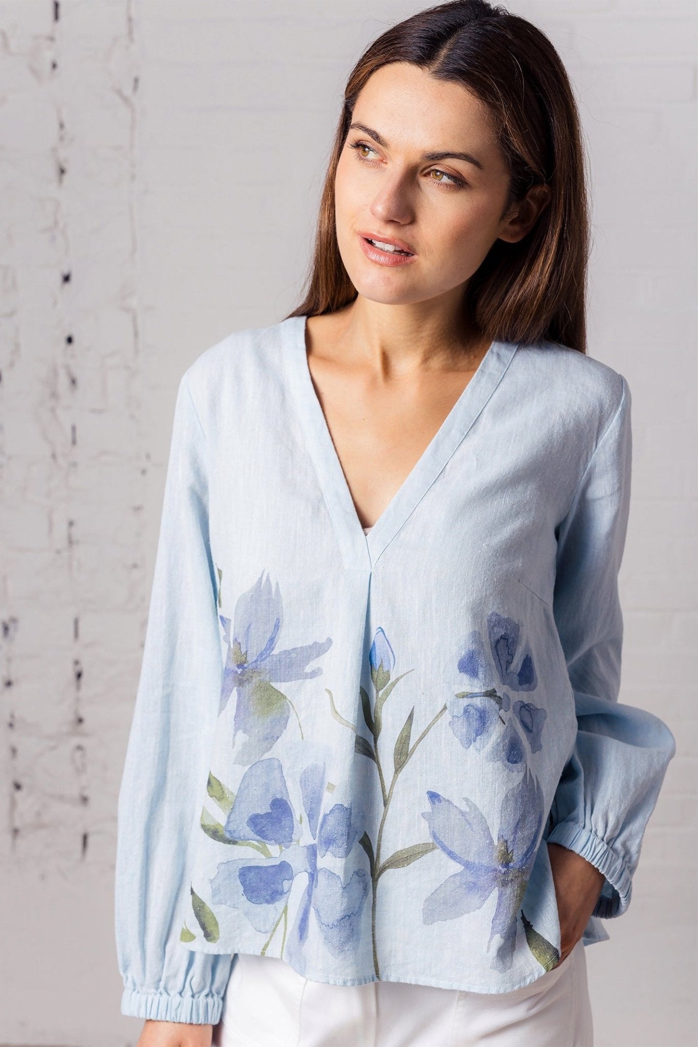 Eve in Paradise 1227-26270-4000 Mimi Blue Flower Print Blouse – Dotique