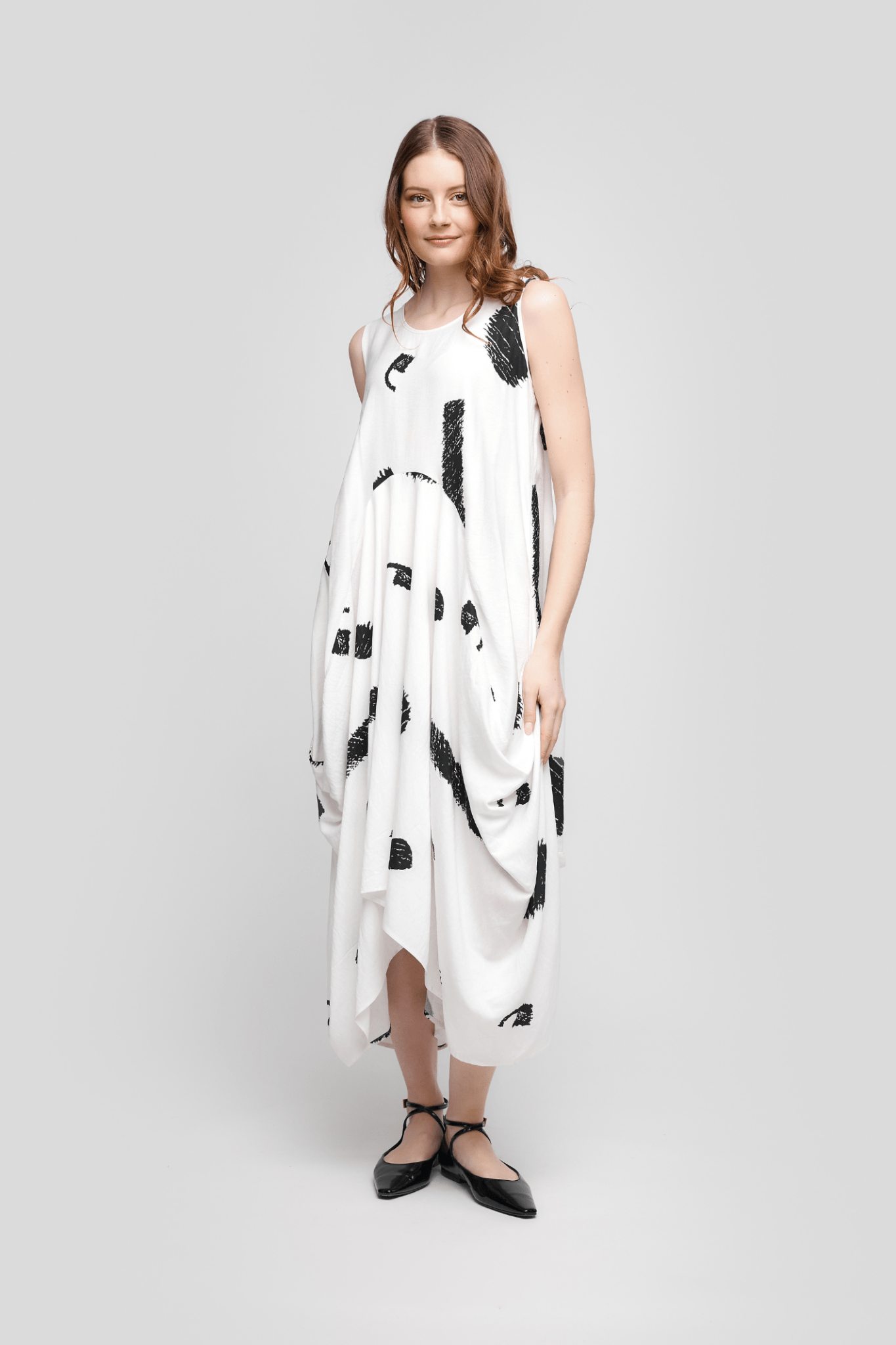 Uchuu CS25-027 Black Spot Midi Dress - Dotique – Dotique